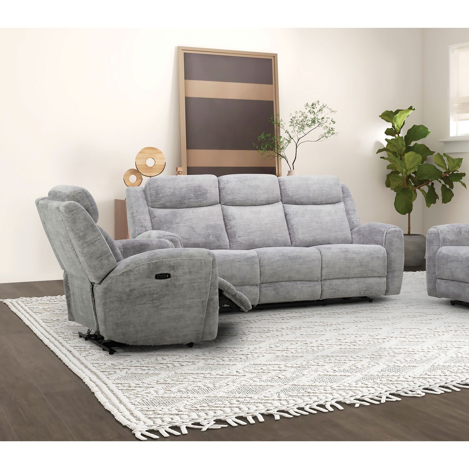 Everest Grey Power Recliner Sofa