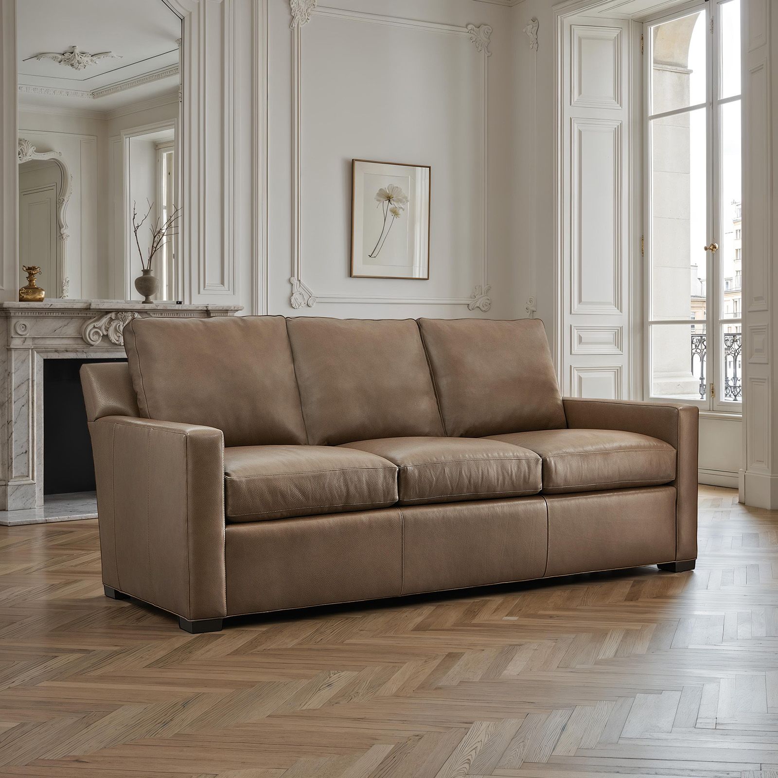 Luna Truffle Leather Sofa